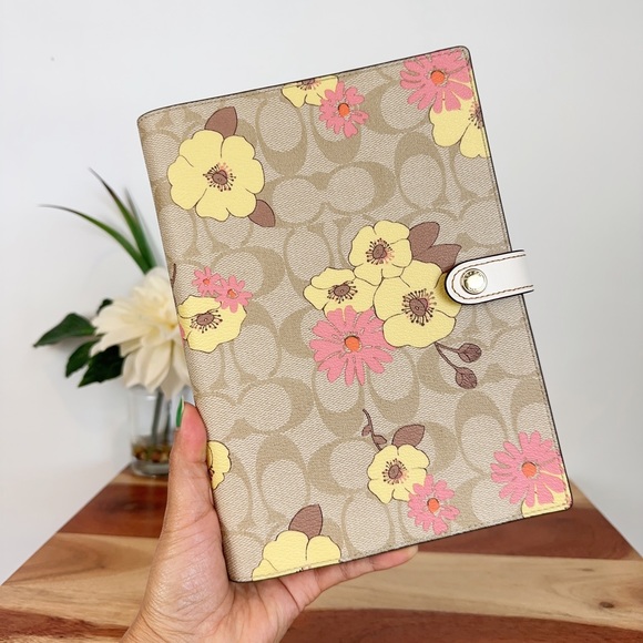 Coach | Office | Nwt Coach Notebook In Signature Canvas With Floral ...